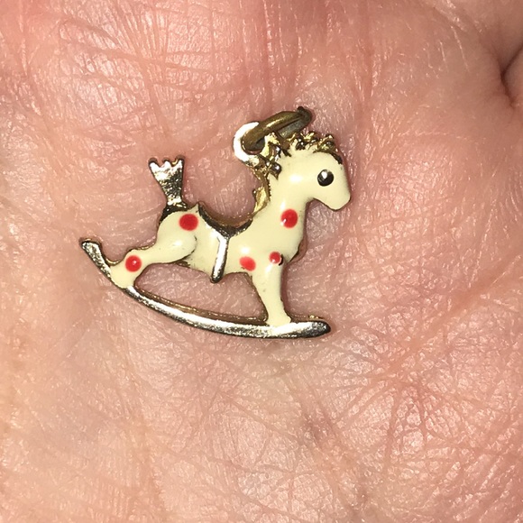 Jewelry | Antique Vintage Enamel Rocking Horse Charm White Polka Dot ...